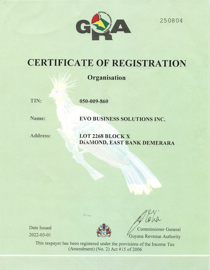 Certifications – EVO Business Solutions Inc.