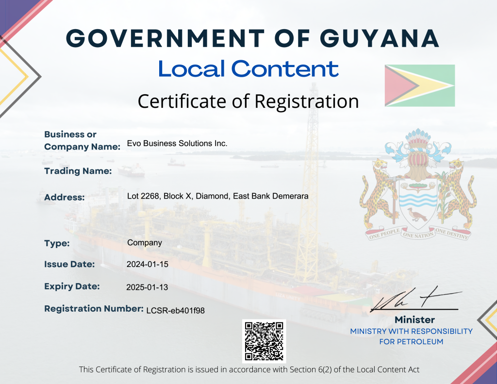 Certifications – EVO Business Solutions Inc.