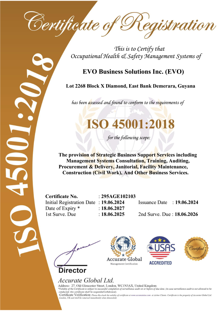 Certifications – EVO Business Solutions Inc.